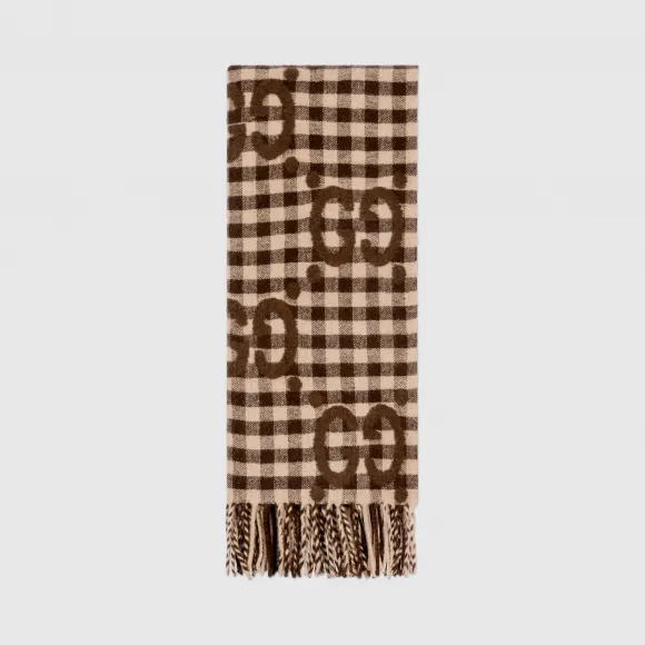古驰/Gucci 双G提花羊毛围巾 644365-3GA69-2764-小迈步海淘品牌官网