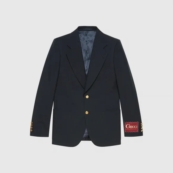 古驰/Gucci Gucci标签棉质羊毛马海毛外套 645359-ZAC3K-4240-小迈步海淘品牌官网