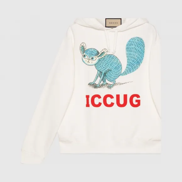 古驰/Gucci 饰Freya Hartas创作的ICCUG动物印花卫衣 646953-XJDJR-9095-小迈步海淘品牌官网