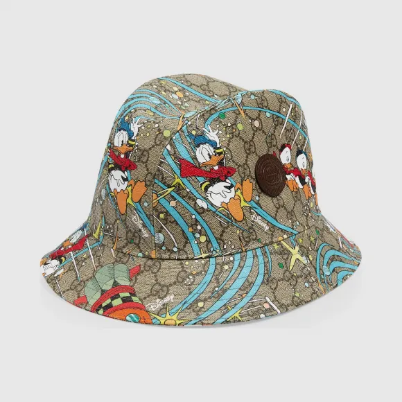 古驰/Gucci Disney x Gucci唐老鸭印花渔夫帽 648844-4HACS-8465-小迈步海淘品牌官网