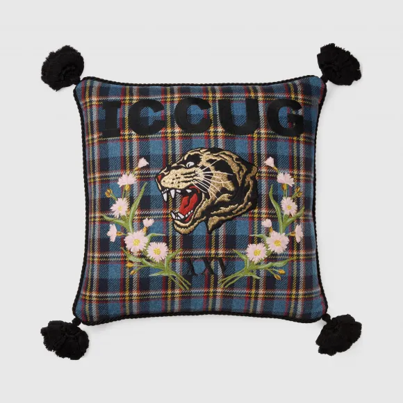 古驰/Gucci 饰ICCUG老虎贴饰靠垫 663446-ZAHCH-4562-小迈步海淘品牌官网