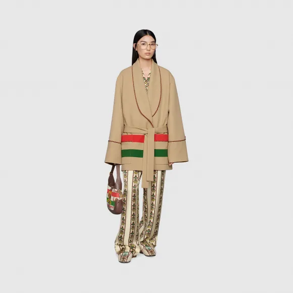 古驰/Gucci 100特别系列花朵和王冠印花真丝长裤 677221-ZAH6S-2340-小迈步海淘品牌官网