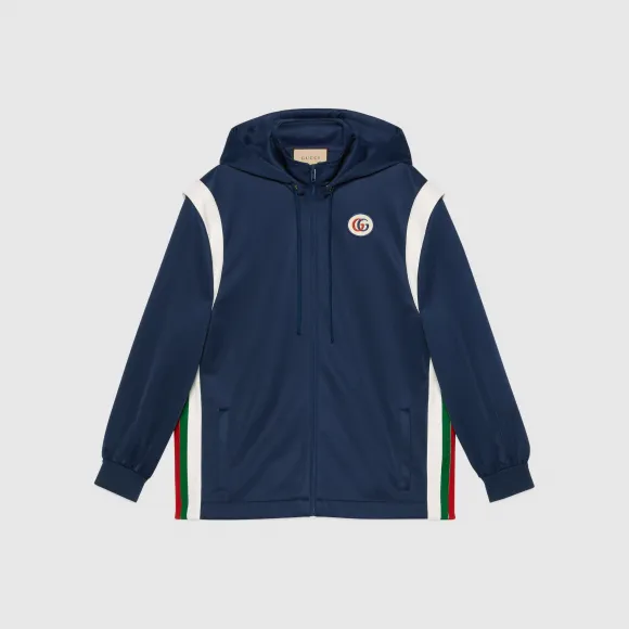 古驰/Gucci 平纹针织拉链夹克 蓝色 女士 681083-XJDP4-4206-小迈步海淘品牌官网