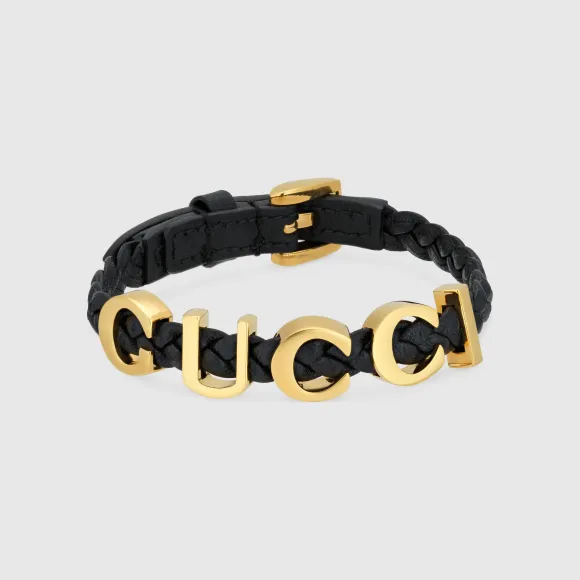 古驰/Gucci 皮革“Gucci”手镯 黑色皮革 684631-IAAA1-8029-小迈步海淘品牌官网