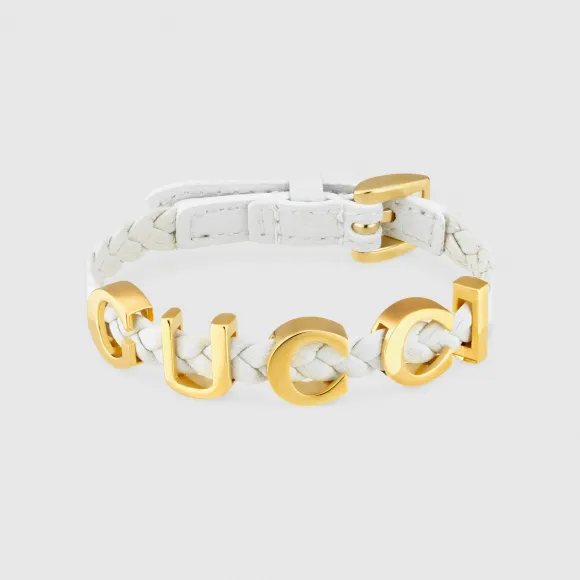 古驰/Gucci 皮革“Gucci”手镯 白色皮革 684631-IAAA1-8078-小迈步海淘品牌官网
