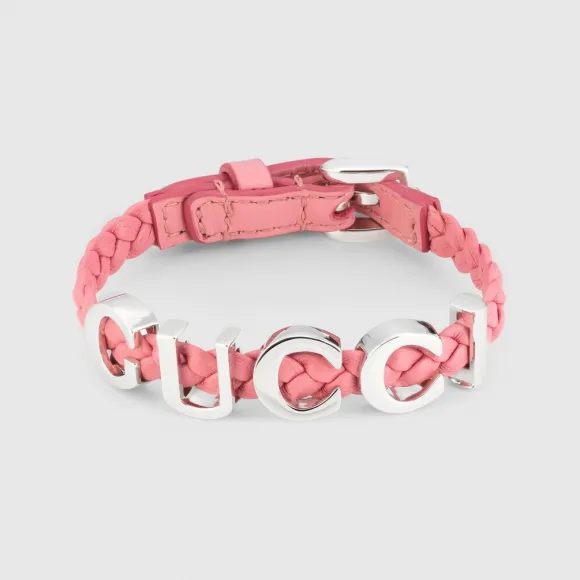 古驰/Gucci 粉色皮革“GUCCI”皮革手镯 684631-IAAA2-8168-小迈步海淘品牌官网