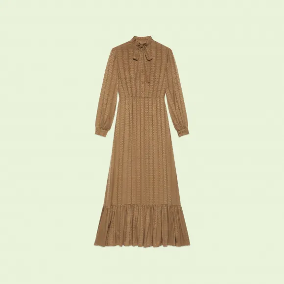 古驰/Gucci GG绉纱缎布连身裙 704252-ZAIVA-2076 -小迈步海淘品牌官网