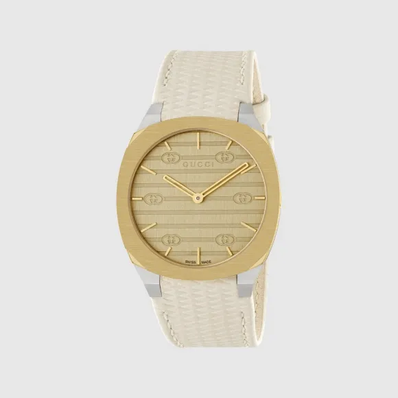 古驰/Gucci 白色皮革Gucci 25H系列腕表，34毫米 750604-IEDA0-8740 YA163416-小迈步海淘品牌官网