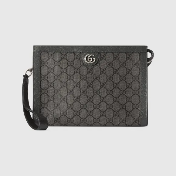 古驰/Gucci 灰色和黑色GG Supreme帆布Ophidia系列GG手拿包 760243-UULBN-1244-小迈步海淘品牌官网