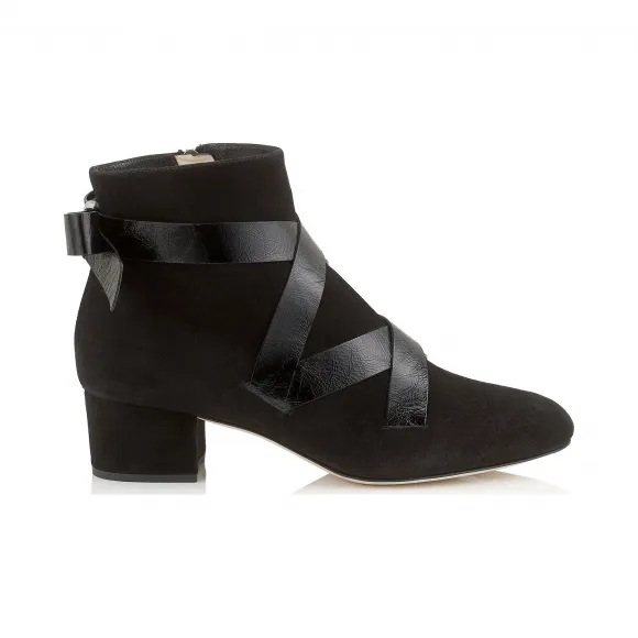 Jimmychoo 吉米周 黑色绒面革和柔软皮革踝靴 Heat45dof000074 小迈步海淘品牌官网