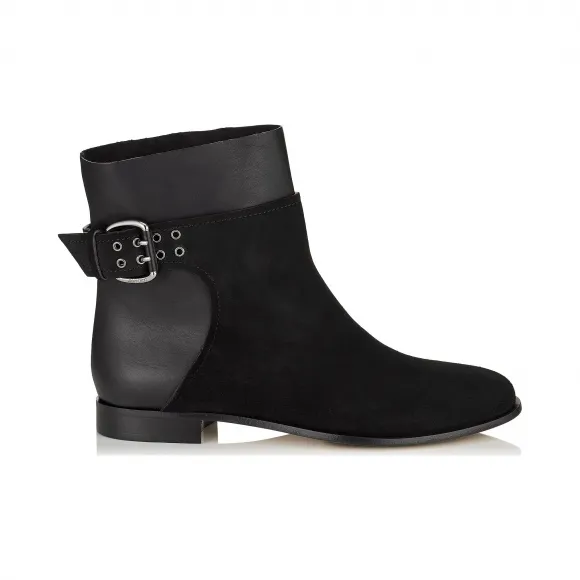Jimmychoo 吉米周 黑色绒面革和小腿踝靴 Majorflatucf000074 小迈步海淘品牌官网