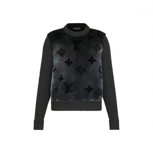 路易威登/Louis Vuitton(LV) MONOGRAM 皮草圆领毛衣 1A8A34-小迈步海淘品牌官网