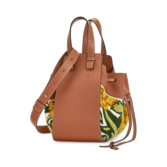 罗意威/Loewe Hammock Drawstring Floral Small Bag黄色 303.30.Z95-小迈步海淘品牌官网