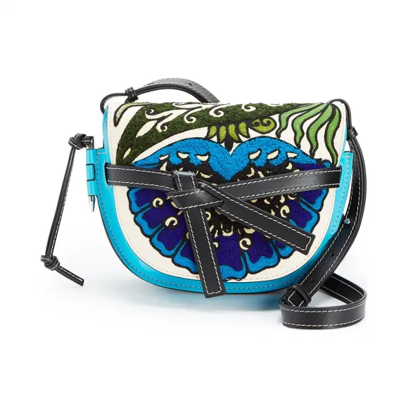 罗意威/Loewe Gate Floral Small BagPeacock Blue 303.50.T20-小迈步海淘品牌官网
