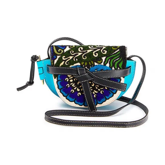 罗意威/Loewe Gate Floral Mini BagPeacock Blue 303.50.U62-小迈步海淘品牌官网