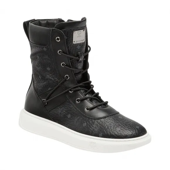 MCM Men's Lace Up Boots in Visetos MEX8AMM24BK041-小迈步海淘品牌官网