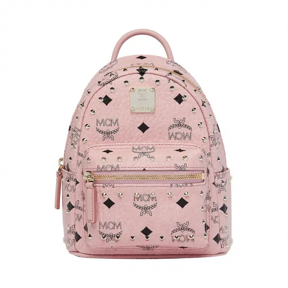 MCM Stark Bebe Boo Visetos 铆钉轮廓双肩背包 MMK8AVE04PZ001-小迈步海淘品牌官网