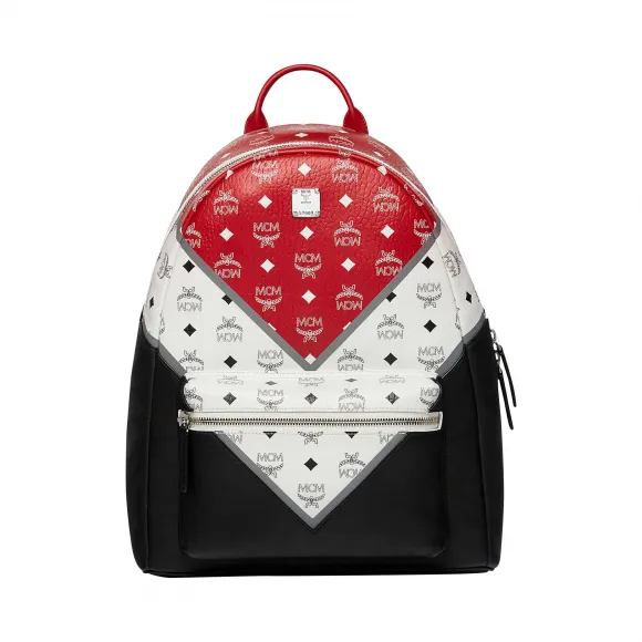 MCM Stark Chevron Visetos 拼色双肩背包 MMK8SVE76BK001-小迈步海淘品牌官网