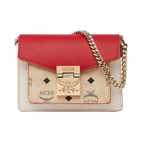 MCM 拼色Visetos 皮革 Patricia 斜背包 MWR9SPA28IZ001-小迈步海淘品牌官网