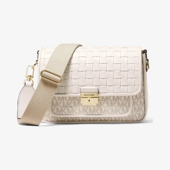 迈克高仕/Michael Kors Bradshaw 中号徽标和编织皮革斜挎包 30S1G2BM2V-2543-小迈步海淘品牌官网