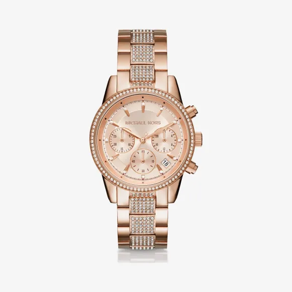 迈克高仕/Michael Kors Ritz Pav 玫瑰金色调手表 MK6485-0622-小迈步海淘品牌官网