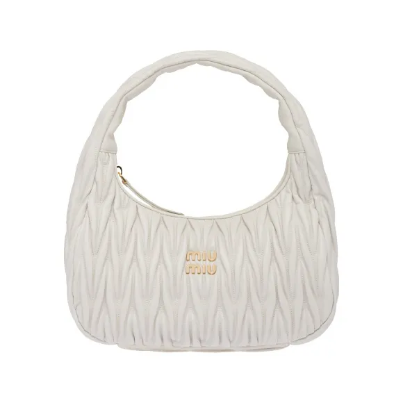 缪缪 Miu Miu 白色 Wander Matelassé 软羊革hobo 包 5bc108 N88 F0009 小迈步海淘品牌官网