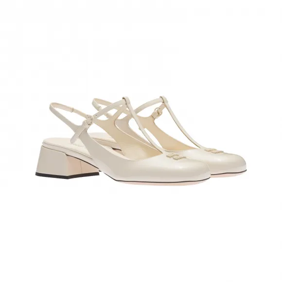 缪缪/Miu Miu 象牙色 漆皮后饰带高跟鞋 5I923D-XUW-F0304-小迈步海淘品牌官网