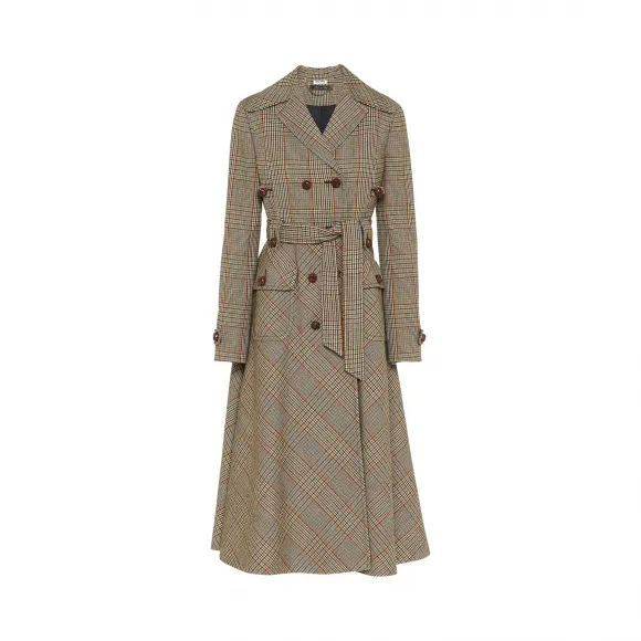 缪缪/Miu Miu 彩色威尔士亲王格纹大衣 MS1625_1CJG_F0005-小迈步海淘品牌官网