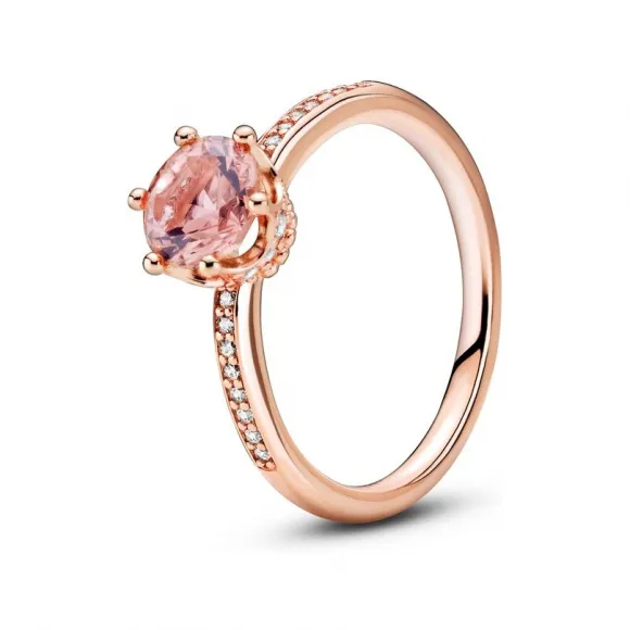 潘多拉/Pandora 粉色闪耀王冠单石戒指 188289C01-60-小迈步海淘品牌官网