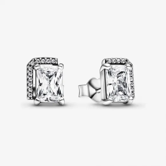 潘多拉/Pandora 矩形璀璨光环耳钉 292380C01-小迈步海淘品牌官网