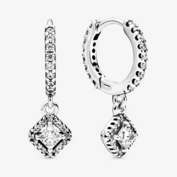 潘多拉/Pandora 方形闪光圈耳环 298503C01-小迈步海淘品牌官网