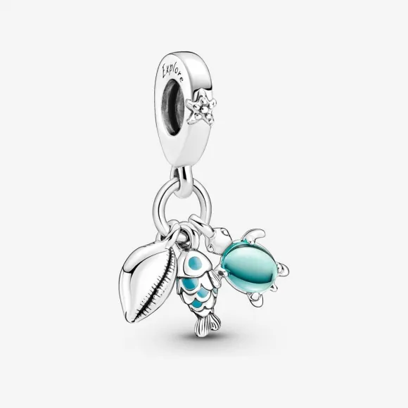 潘多拉/Pandora 游鱼、海龟与海螺三合一吊饰 791697C01-小迈步海淘品牌官网