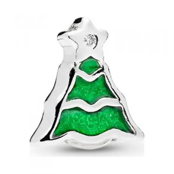 潘多拉/Pandora Christmas Tree Petite Locket Charm, Green Enamel & C-小迈步海淘品牌官网