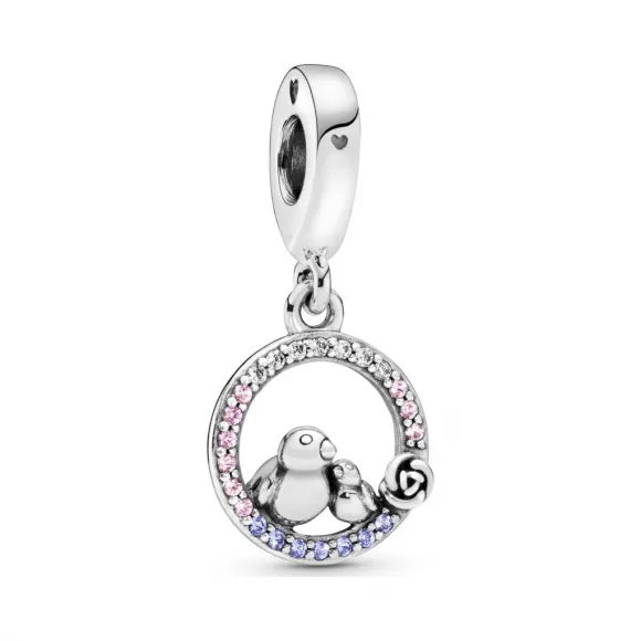潘多拉/Pandora Mother & Baby Bird Dangle Charm, Soft Pink & Lilac C-小迈步海淘品牌官网
