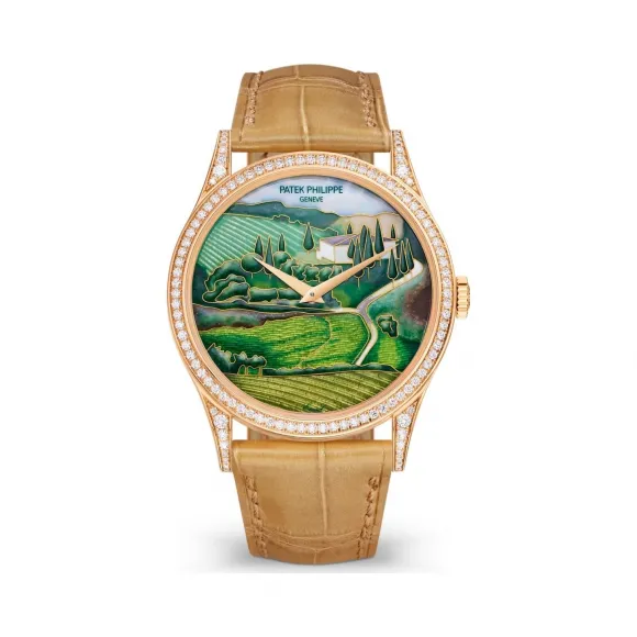 百达翡丽/Patek Philippe 卡拉特拉瓦 Calatrava 系列 18k玫瑰金镶钻 自动机械机芯 5077-100R-033-小 ...