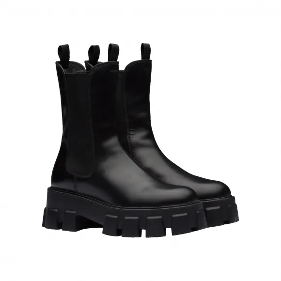 普拉达/Prada Monolith 亮面皮革中筒靴 1U749M-B4L-F0002-F-B055-小迈步海淘品牌官网