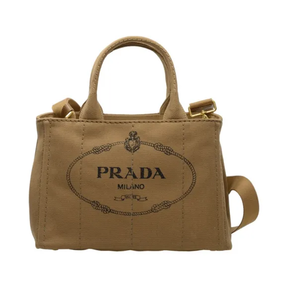 普拉达/Prada 啡色 帆布 手提包 B2439G-ZKI-F0005-小迈步海淘品牌官网