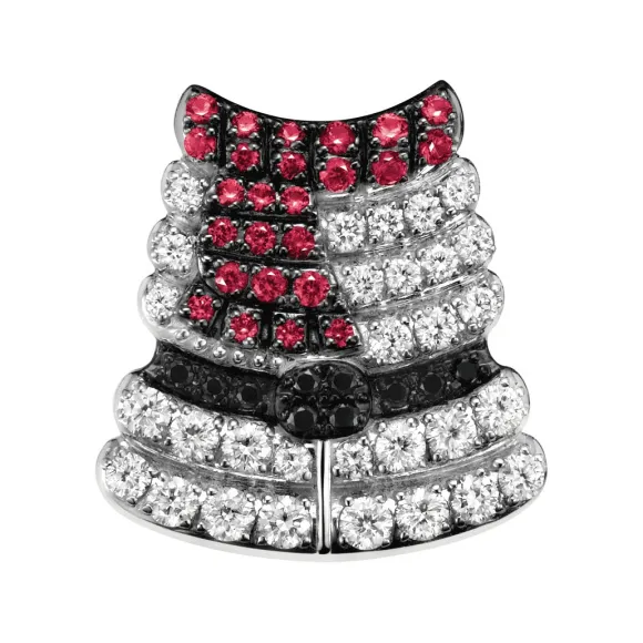 麒麟/qeelin High Fashion Classic Bo Bo "Jacket" 18K白金钻石、黑钻石及红宝石配件 (吊坠和配件 ...