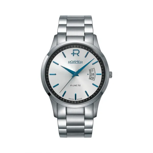 罗马表/Roamer R-Line 715系列 全实心不锈钢表壳 瑞士优质石英机芯 715833-41-15-70-小迈步海淘品牌官网