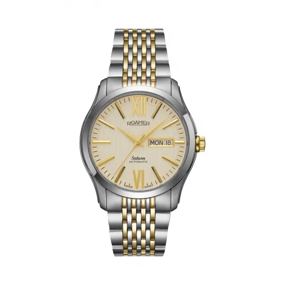 罗马表/Roamer 五行太阳家族系列-土星 全实心不锈钢表壳 瑞士全自动机械机芯 941637-47-33-90-小迈步海淘品牌官网