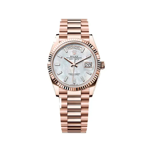 劳力士/Rolex 星期日历型 36 36 MM 永恒玫瑰金 藉恒动摆陀双向自动上链 女表 M128235-0078-小迈步海淘品牌官网