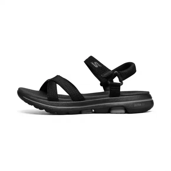 斯凯奇/Skechers 全黑色 GO WALK 5 女子休闲凉鞋 140096-BBK-小迈步海淘品牌官网