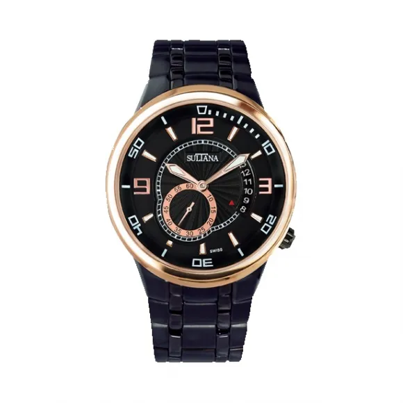 时添雅/Sultana 42毫米 镀黑及玫瑰金双色 石英机芯 男表 370104-小迈步海淘品牌官网
