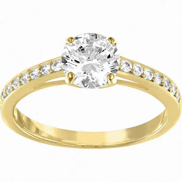 施华洛世奇/Swarovski 戒指 Attract Round 戒指, 白色, 镀金色 5139067-小迈步海淘品牌官网