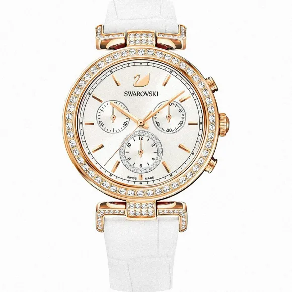 施华洛世奇/Swarovski 手表 Era Journey 腕表, 真皮表带, 白色, 玫瑰金色调 5295369-小迈步海淘品牌官网