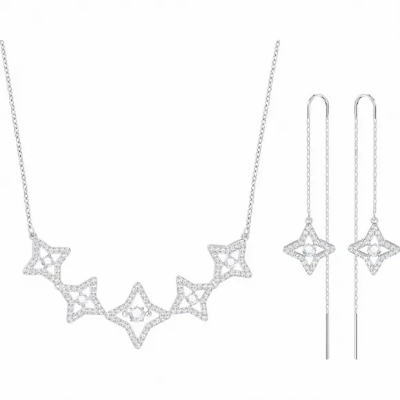 施华洛世奇/Swarovski 套装 Sparkling Dance 套装, 白色, 镀白金色 5376489-小迈步海淘品牌官网