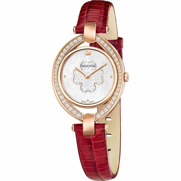施华洛世奇/Swarovski 手表 Stella 腕表, 真皮表带, 红色, 玫瑰金色调 5421822-小迈步海淘品牌官网