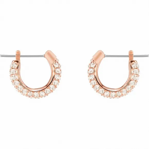 施华洛世奇/Swarovski Stone 大圈耳环 小码 白色 镀玫瑰金色调 5446008-小迈步海淘品牌官网