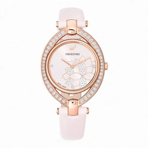 施华洛世奇/Swarovski Stella 腕表, 真皮表带, 粉红色, 玫瑰金色调 PVD 5452507-小迈步海淘品牌官网