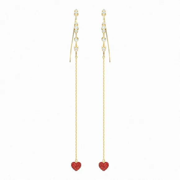 施华洛世奇/Swarovski 耳饰 Oxo 穿孔耳环, 红色, 镀金色 5455568-小迈步海淘品牌官网